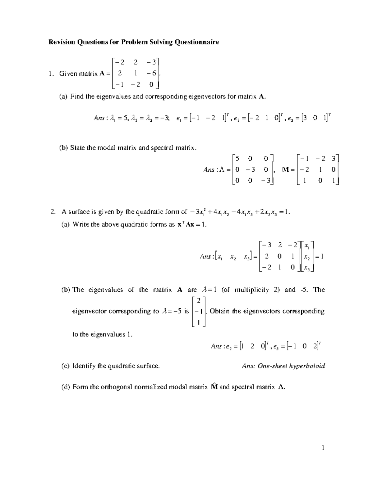 Revision Qs for Problem Solving Questionnaire - Revision Questions for ...