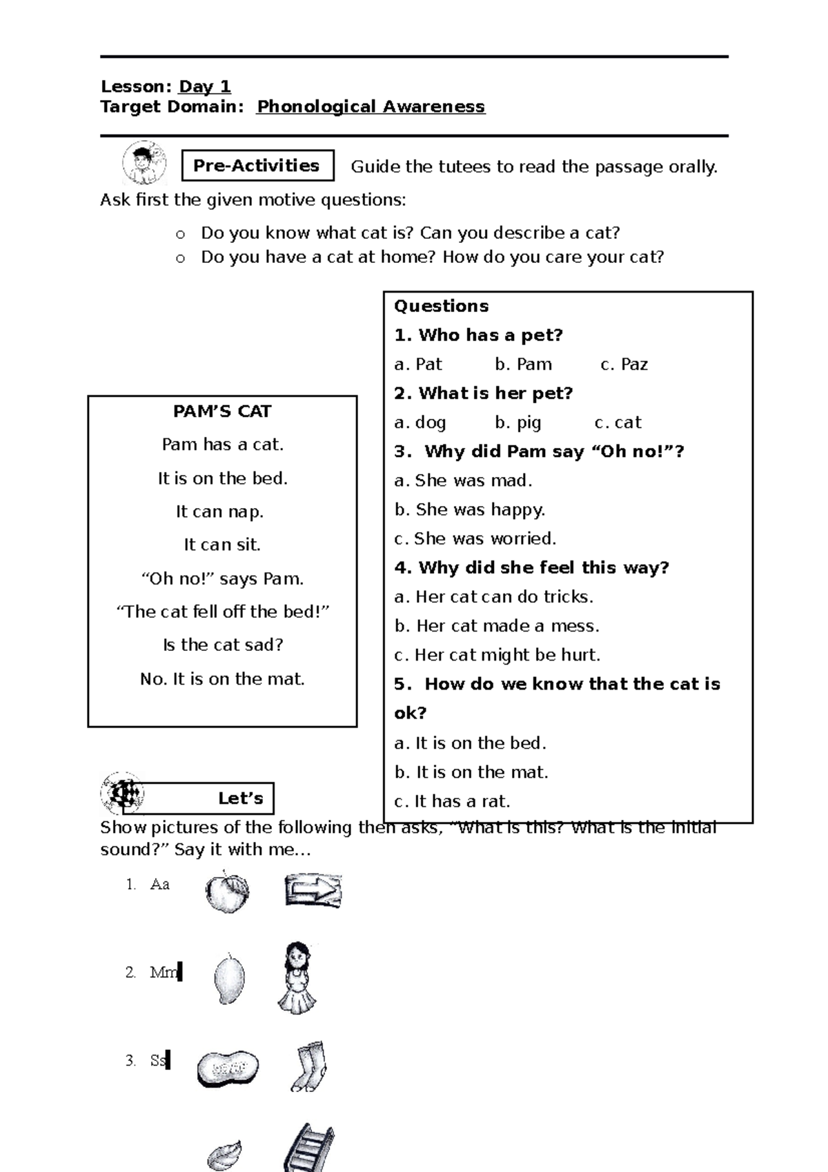 LAS1 - learning activity sheets - Lesson: Day 1 Target Domain ...