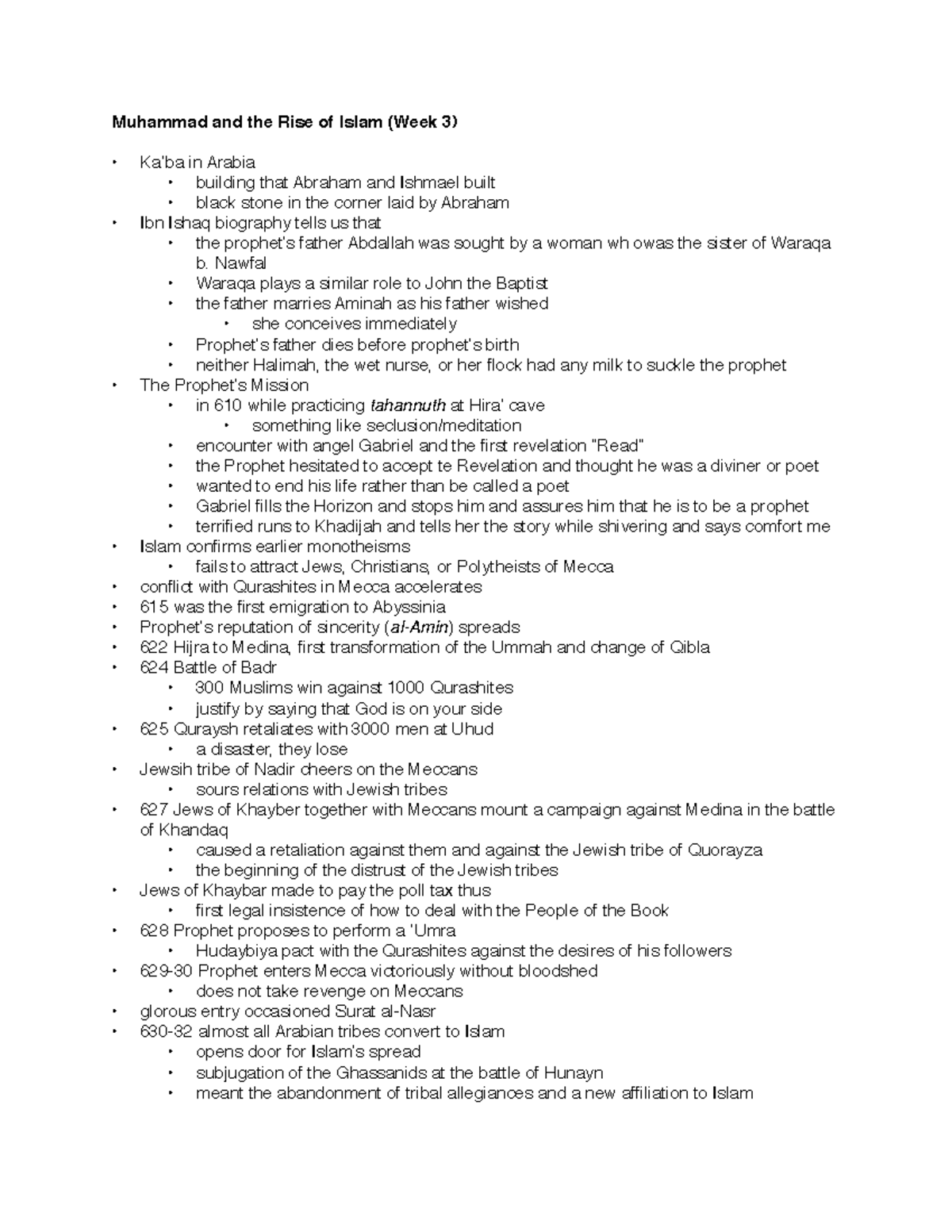 Muhammad and the Rise of Islam (Week 3) - Nawfal Waraqa plays a similar ...