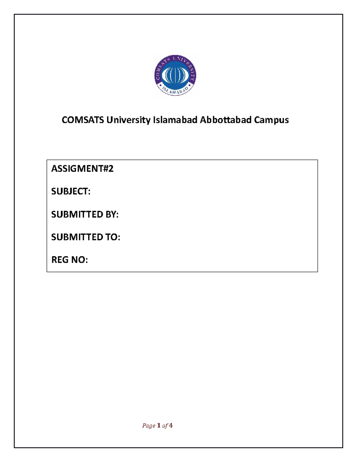 Islamic studies assignment 2 - COMSATS University Islamabad Abbottabad ...