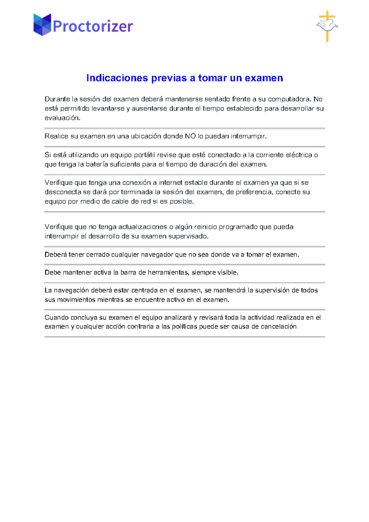 4. Indicaciones previas a toma de examen - Indicaciones previas a tomar ...