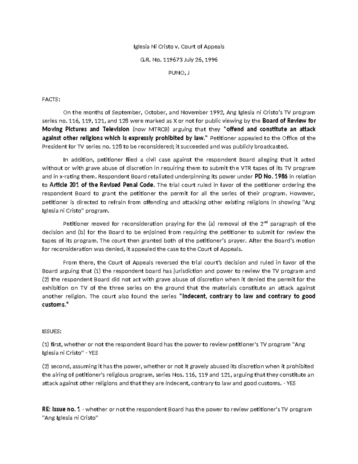 5. INC v. Court of Appeals - Iglesia Ni Cristo v. Court of Appeals G ...