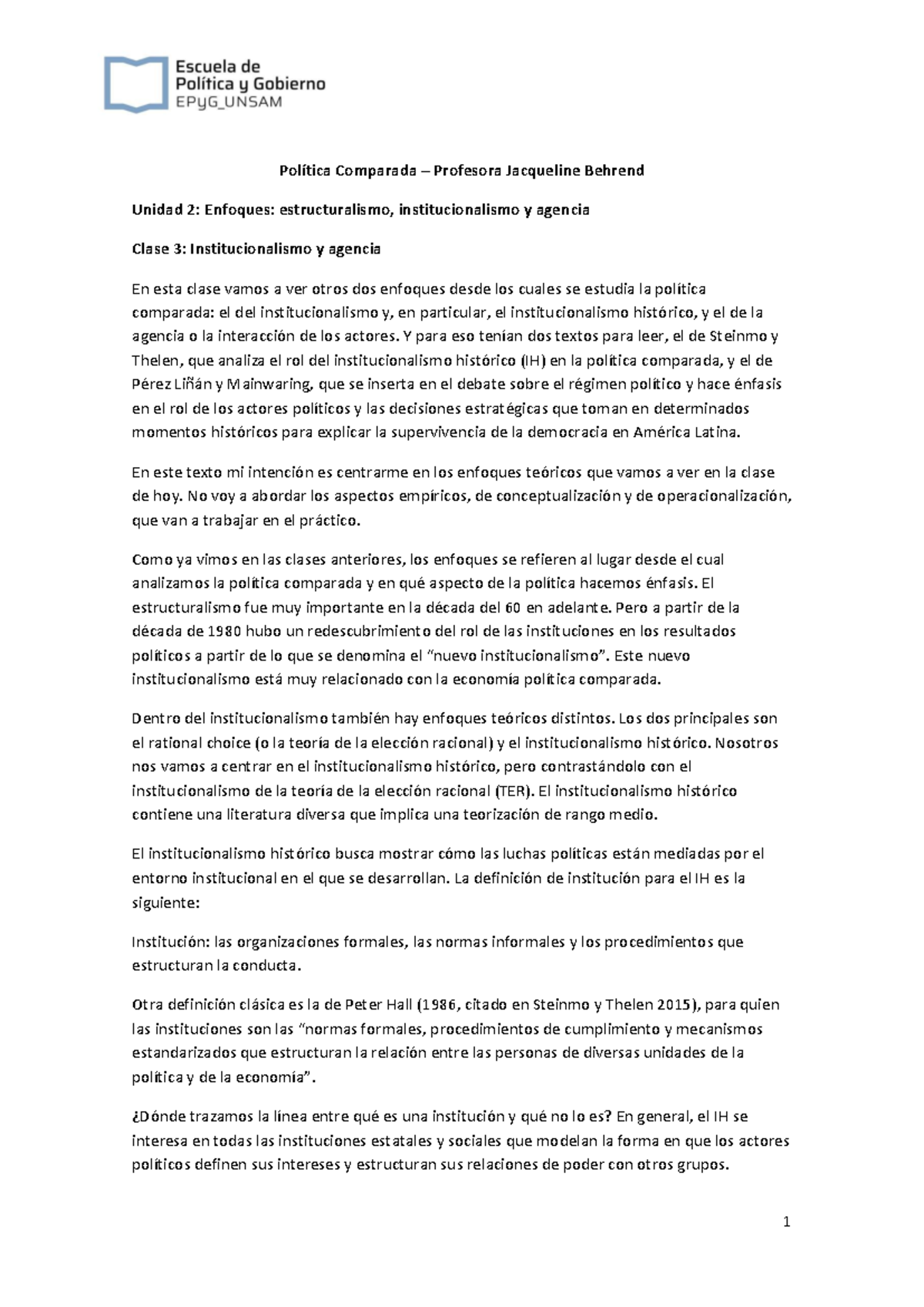 Clase 3-teórico - Resumen Política Comparada - Política Comparada ...