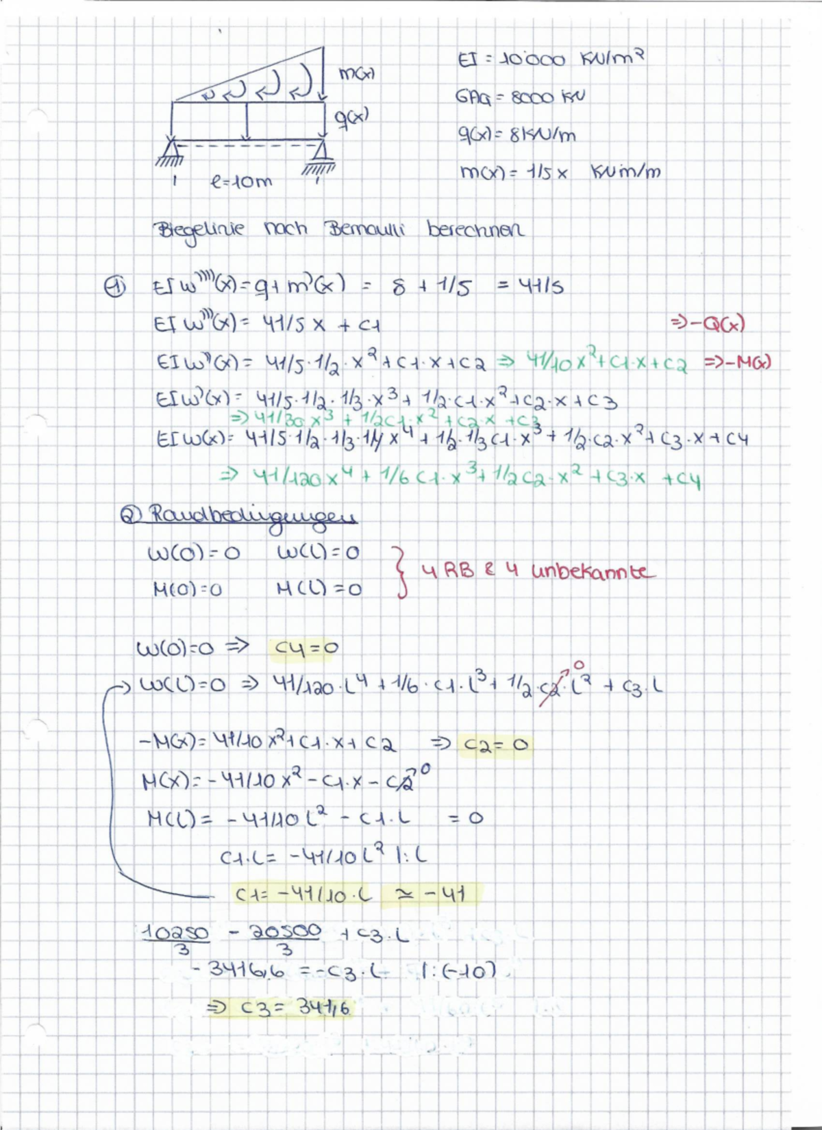 Statik 1 ,Übung 7, Balkentheorie - I . =AQ‘Q mm‘w? m mm 3 a 00 ; . #f ...