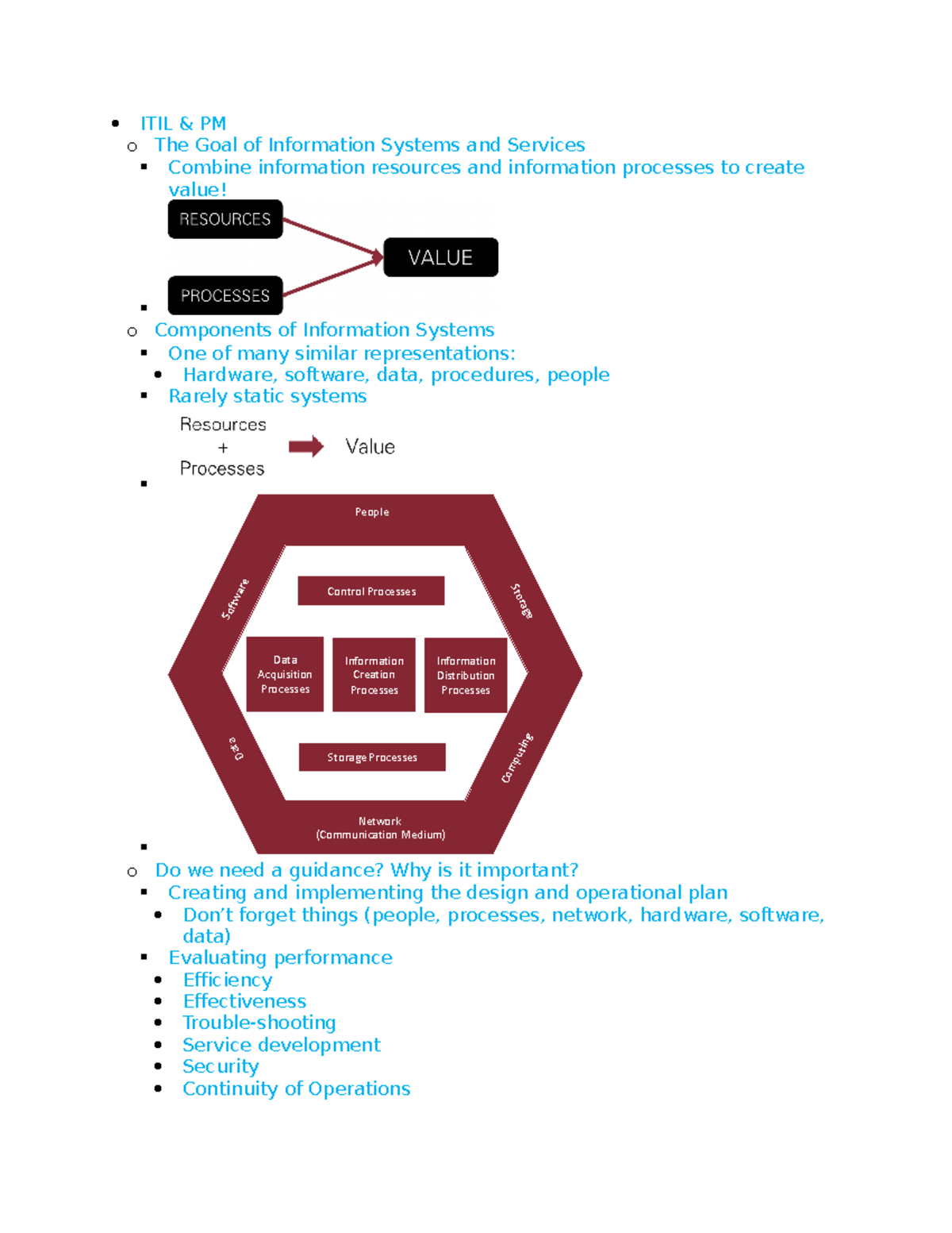 Week 3 notes project - ITIL & PM o The Goal of Information Systems and ...