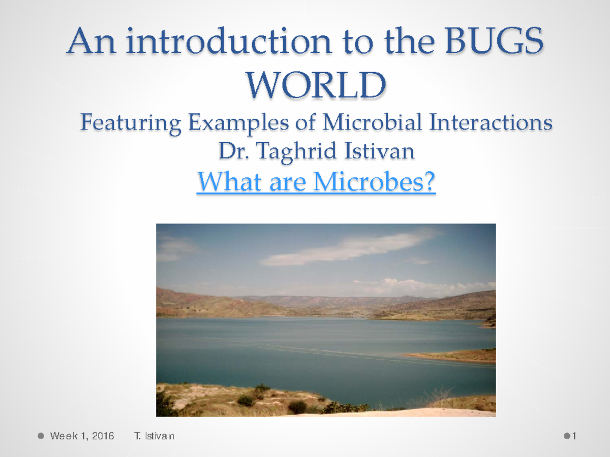 Lecture Slides Lecture 1 Introduction To Microbiology An Introduction To The Bugs World 