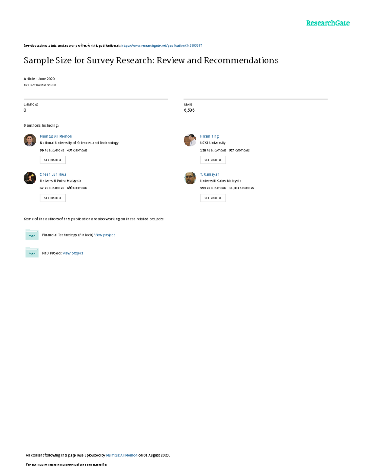 Sampling Size - Research Sample Size - See discussions, stats, and ...