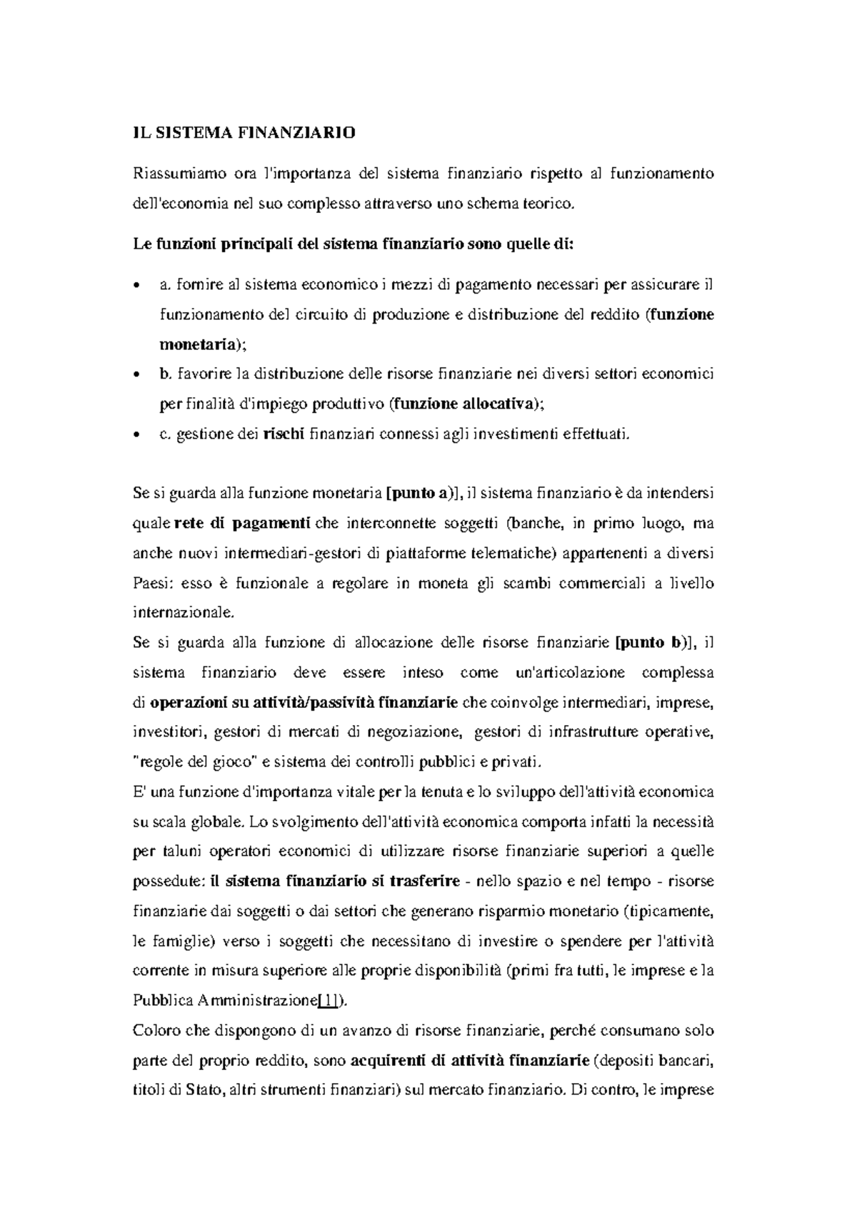 IL Sistema Finanziario LE Funzioni - IL SISTEMA FINANZIARIO Riassumiamo ...