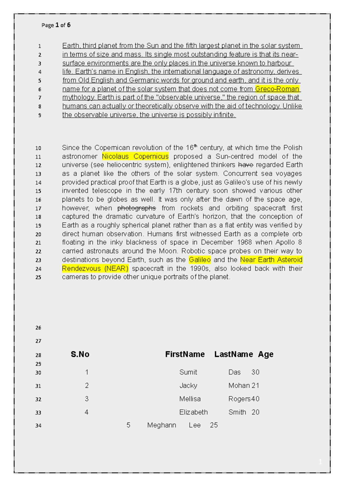 Earth Document - sasdfsdfsdfsdfsdfsf - October 27, 2023 Page 1 of 6 ...
