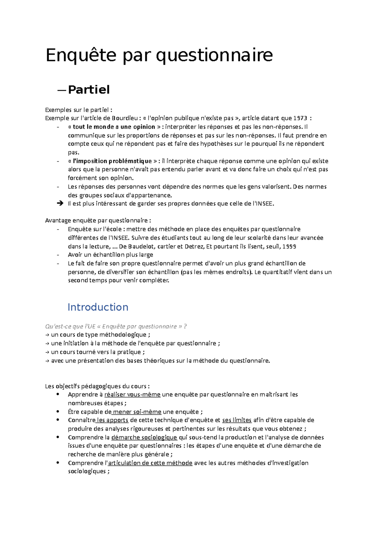 Enquête par questionnaire 1 - l'enquete par questionnaire - URCA - Studocu