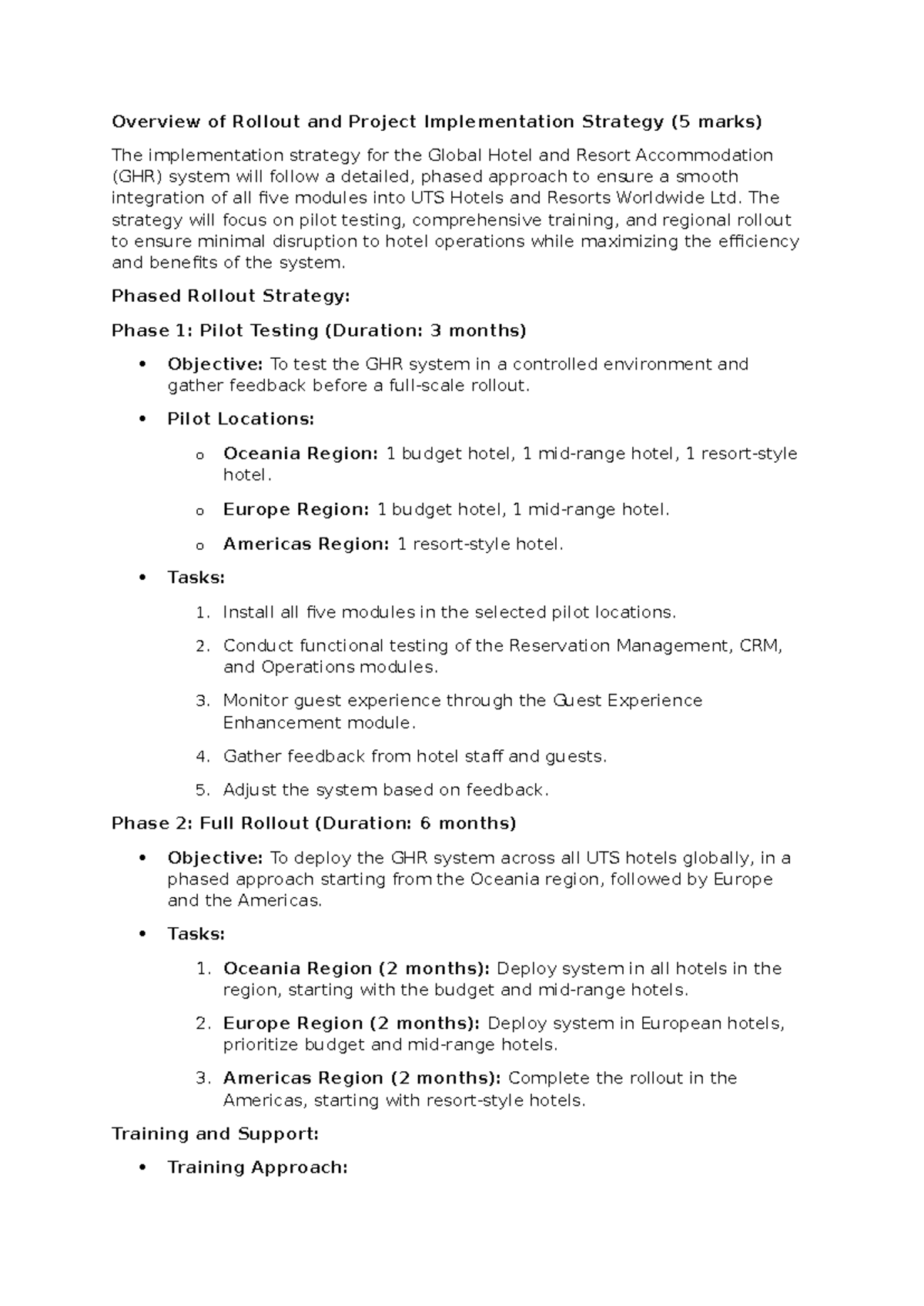 Final project draft - assignment 3 - Overview of Rollout and Project ...