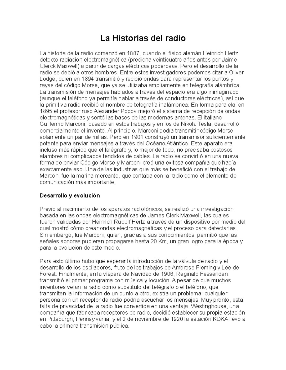 La Historias del radio - 123456789 - La Historias del radio La historia ...