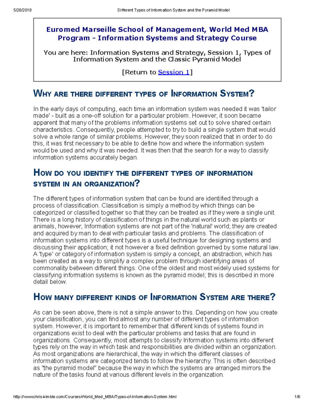 Different Types of Information System and the Pyramid Model - 5/28/2018 ...