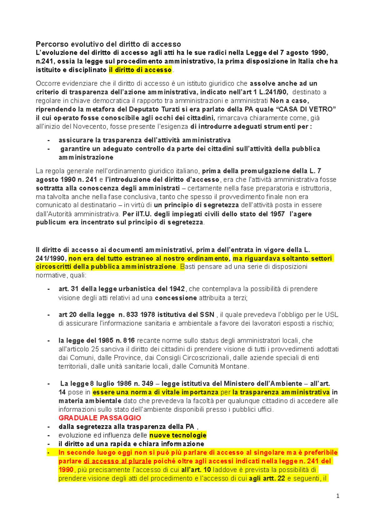 Diritto Accesso -riassunto per esame Diritto amministrativo - L ...