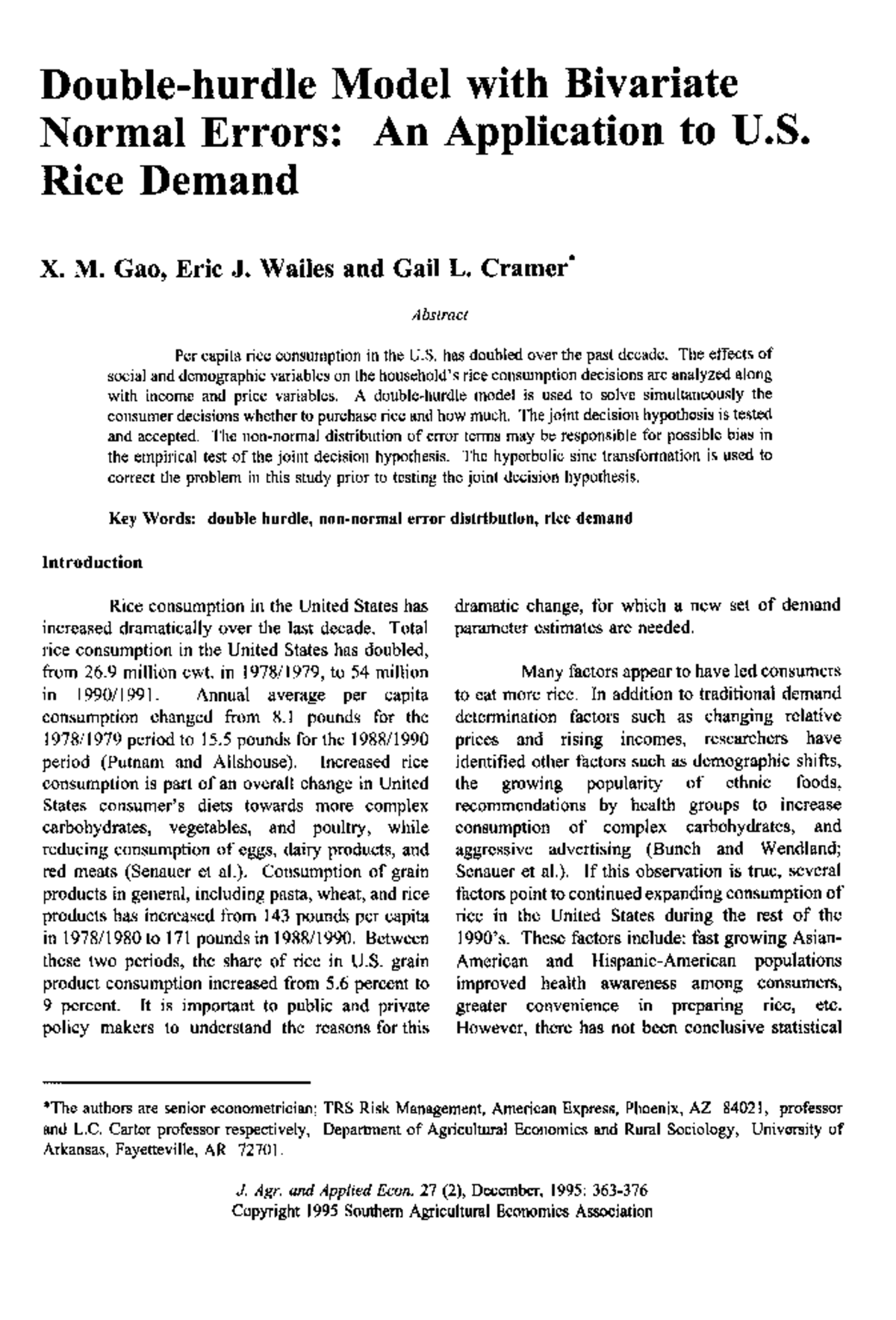 Double Hurdle Model WITH Bivariate Norma - Double-hurdle Model with ...