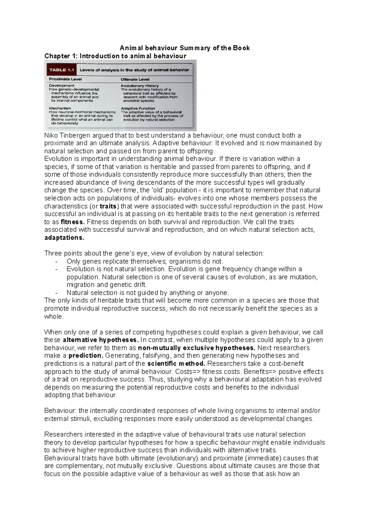 Animal behaviour Summary of the Book - Animal behaviour Summary of the ...