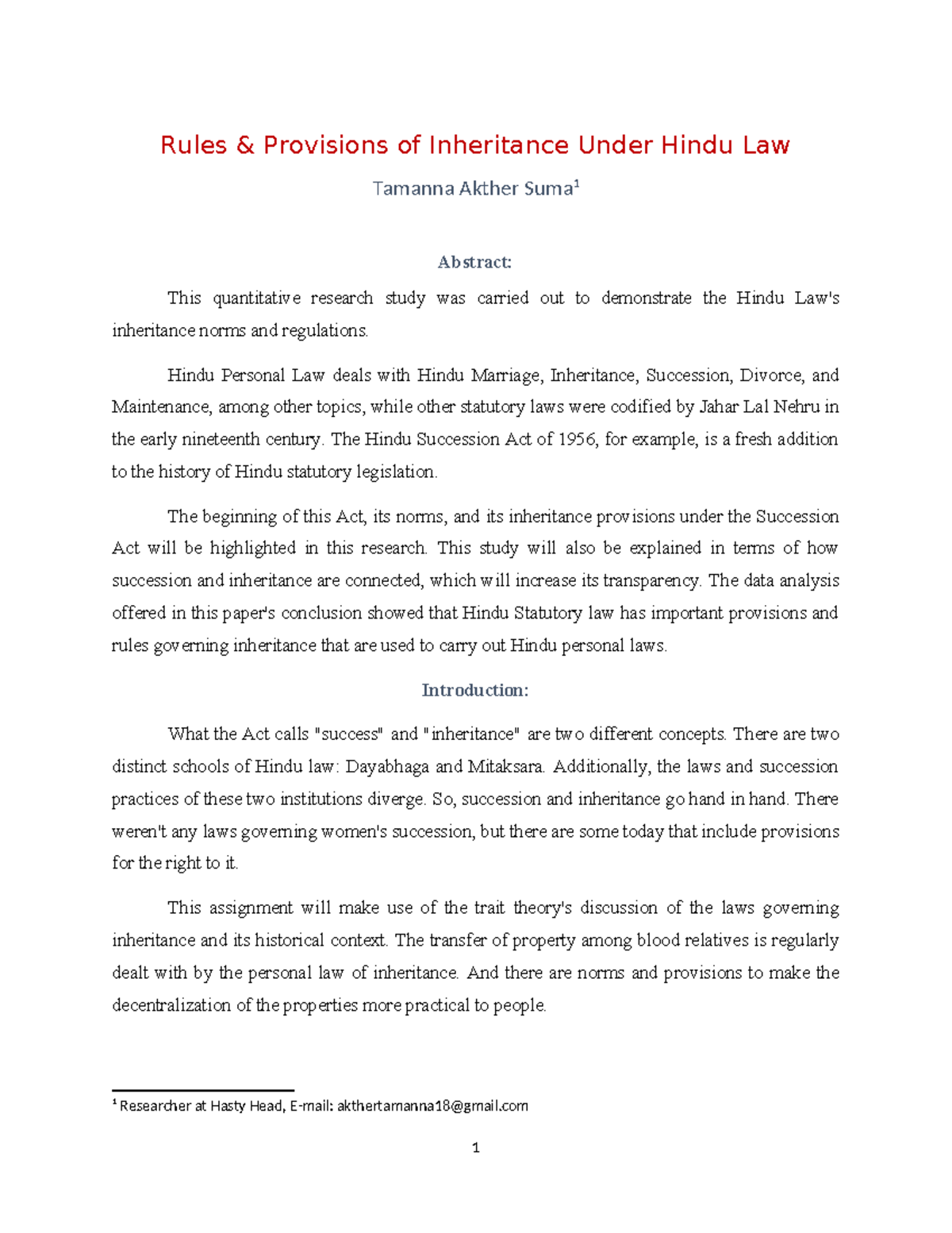 Rules Provisionsof Inheritance Under Hindu Law - Rules & Provisions of ...