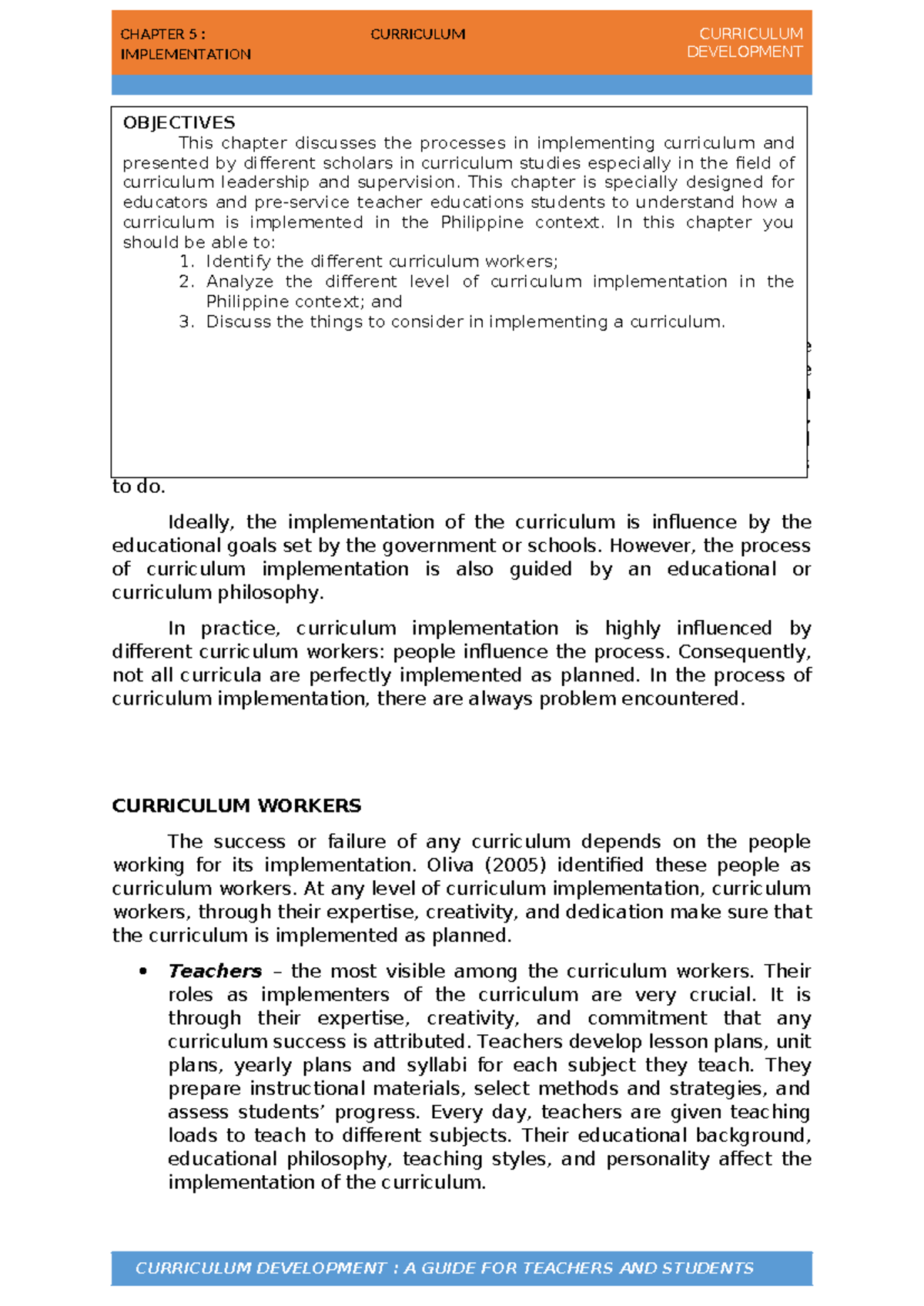 Chapter-5 - asd - IMPLEMENTATION CURRICULUM DEVELOPMENT CURRICULUM ...