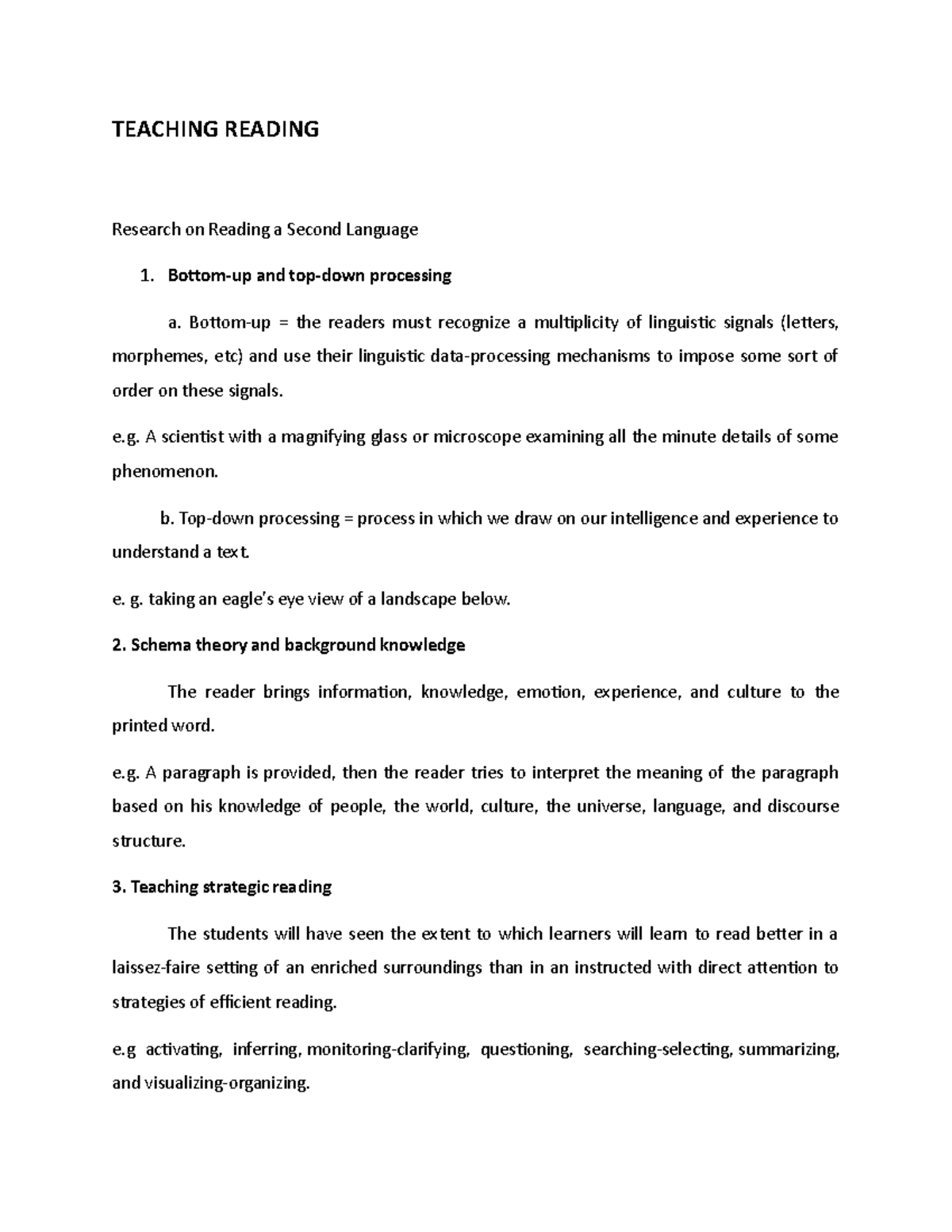 Teaching Reading - TEACHING READING Research on Reading a Second ...