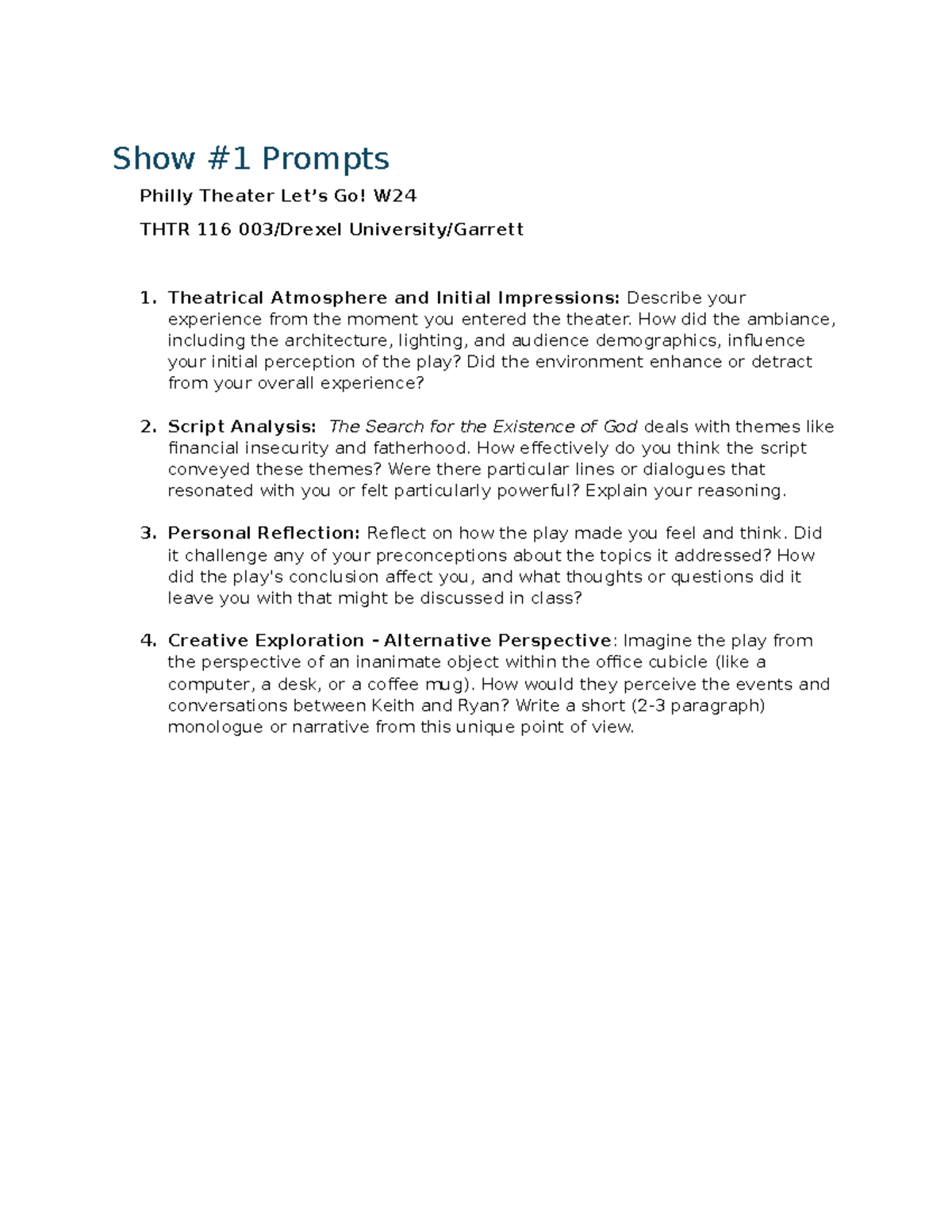 Play 1 Prompts - theater - Show #1 Prompts Philly Theater Let’s Go! W ...