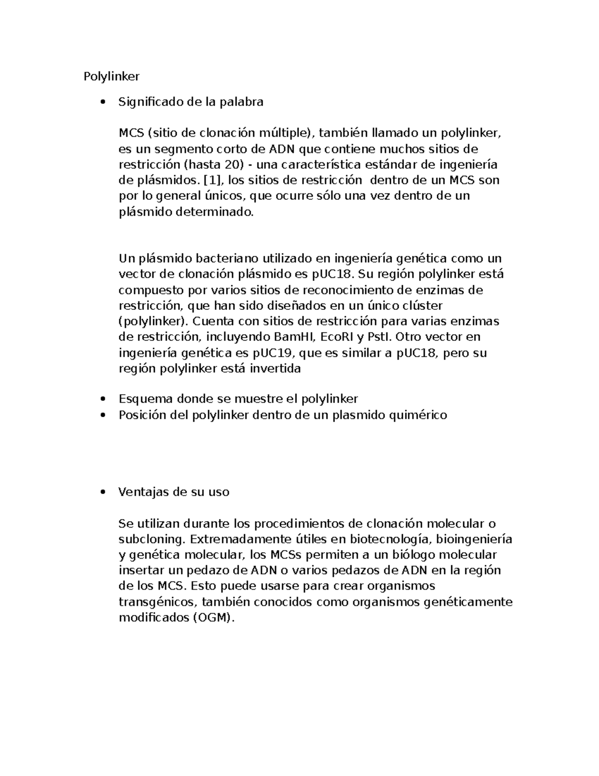 Polylinker - Polylinker Significado de la palabra MCS (sitio de ...