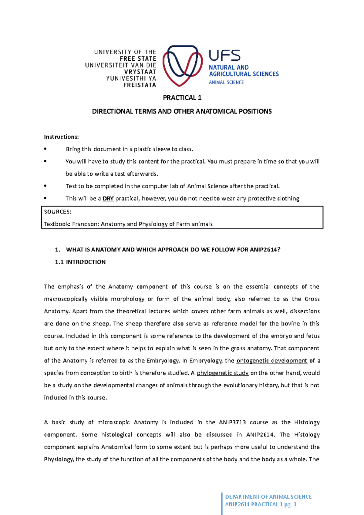 Practical 1 Directional Terms (2) - PRACTICAL 1 DIRECTIONAL TERMS AND ...