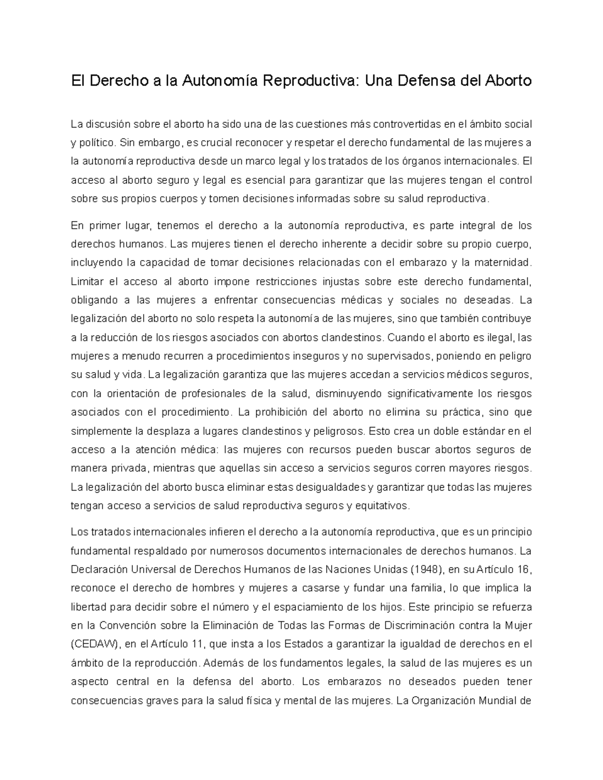 El Derecho a la Autonomía Reproductiva - Sin embargo, es crucial ...