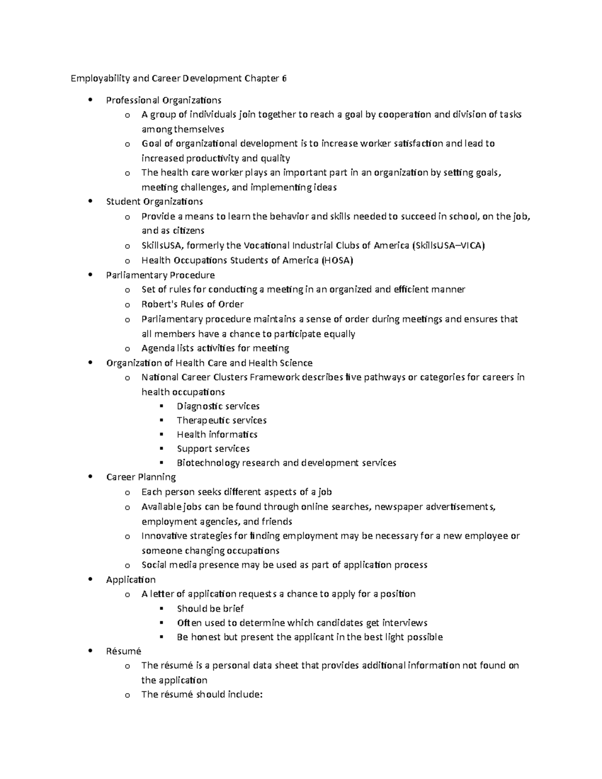 Employability and Career Development Chapter 6 - Studocu
