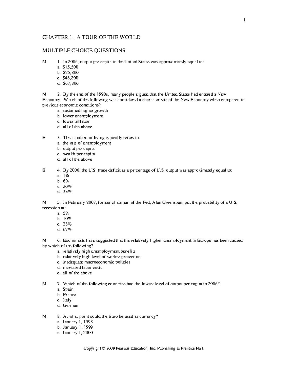 Ch1 TB 5e - practice bank - CHAPTER 1. A TOUR OF THE WORLD MULTIPLE ...