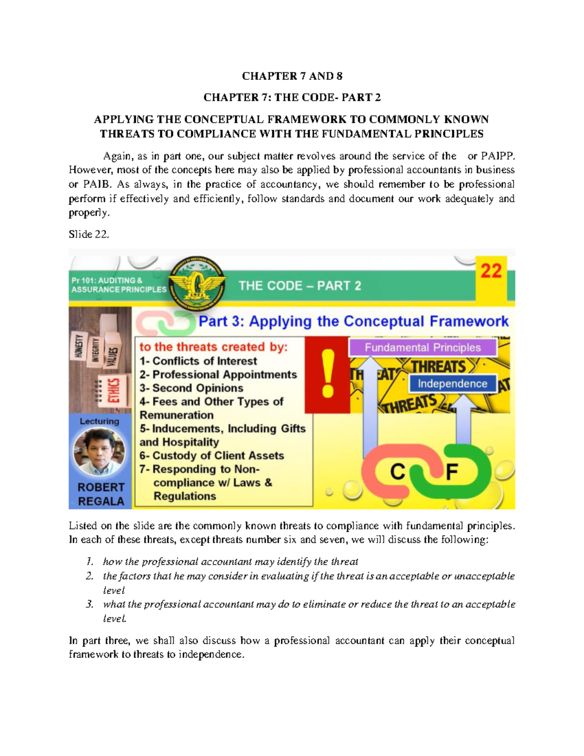 Chapter 7 - 8 Auditing and Assurance Principles Note Chapter 1 ...