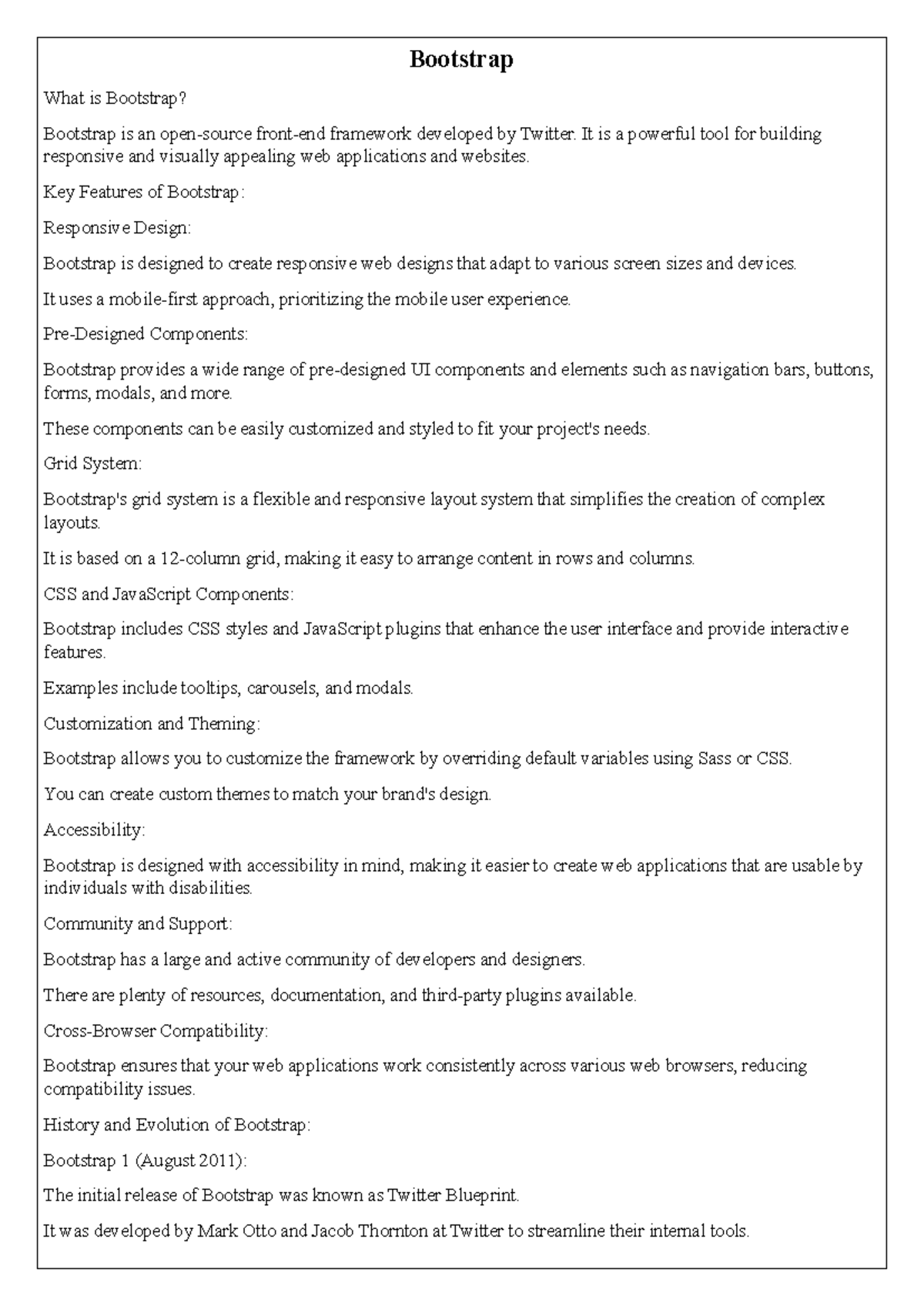 Bootstrap - vggtt - Bootstrap What is Bootstrap? Bootstrap is an open ...