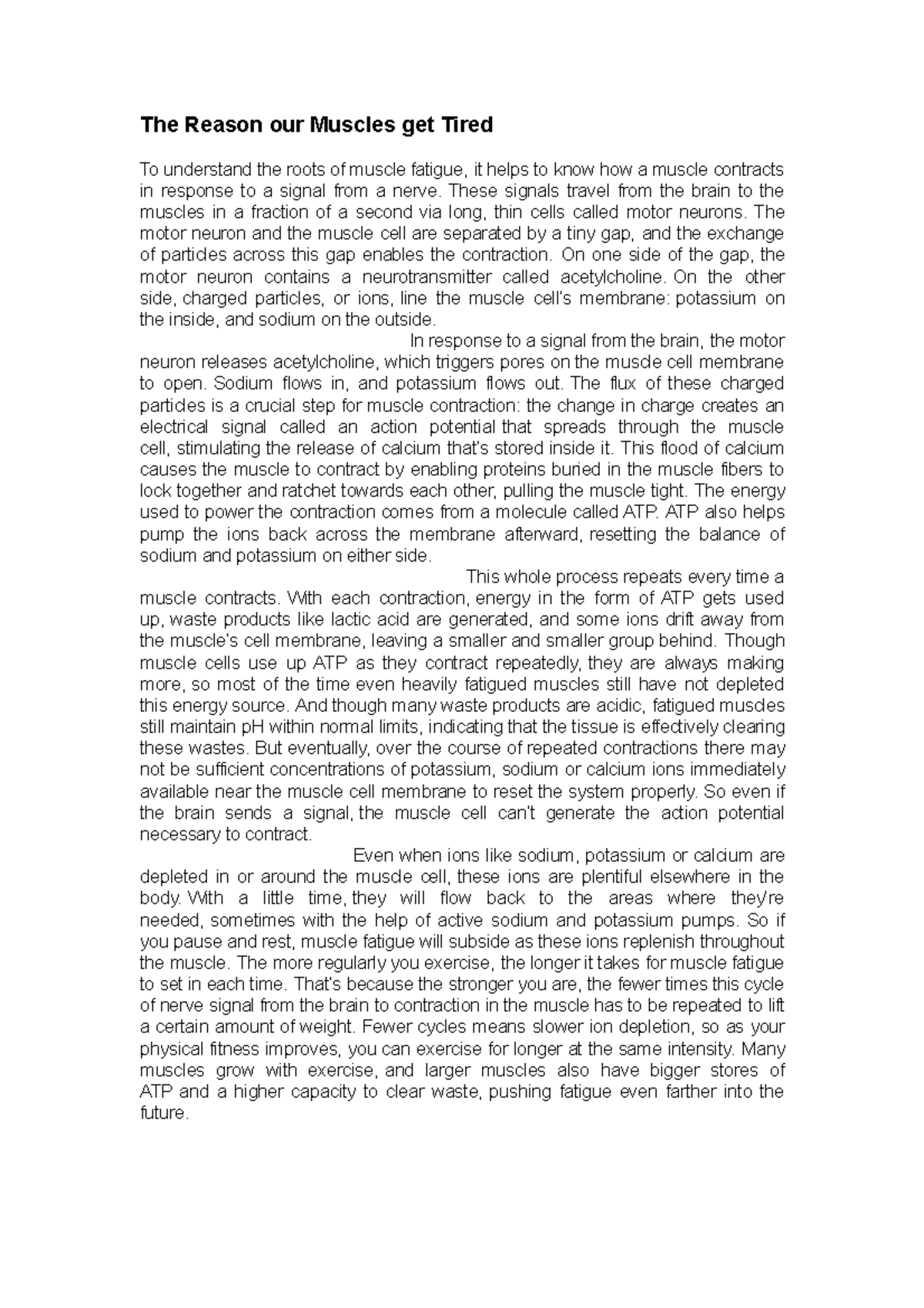 The Reason our Muscles get Tired - These signals travel from the brain ...