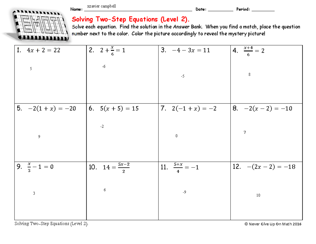 Kami Export - Xzavier Campbell - emoji 2 step equation student view ...