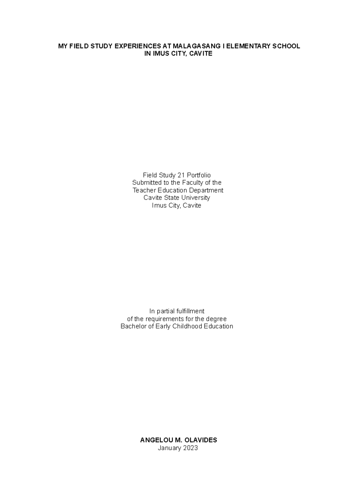 FS1 Portfolio Complete - MY FIELD STUDY EXPERIENCES AT MALAGASANG I ...