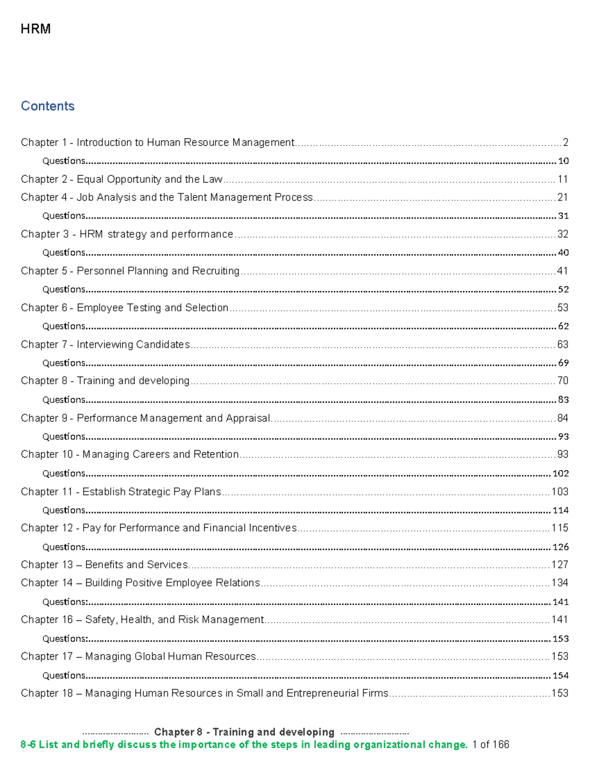 HRM-Conspect - Summary Human Resource Management - HRM Chapter 1 - Introduction to Human ...