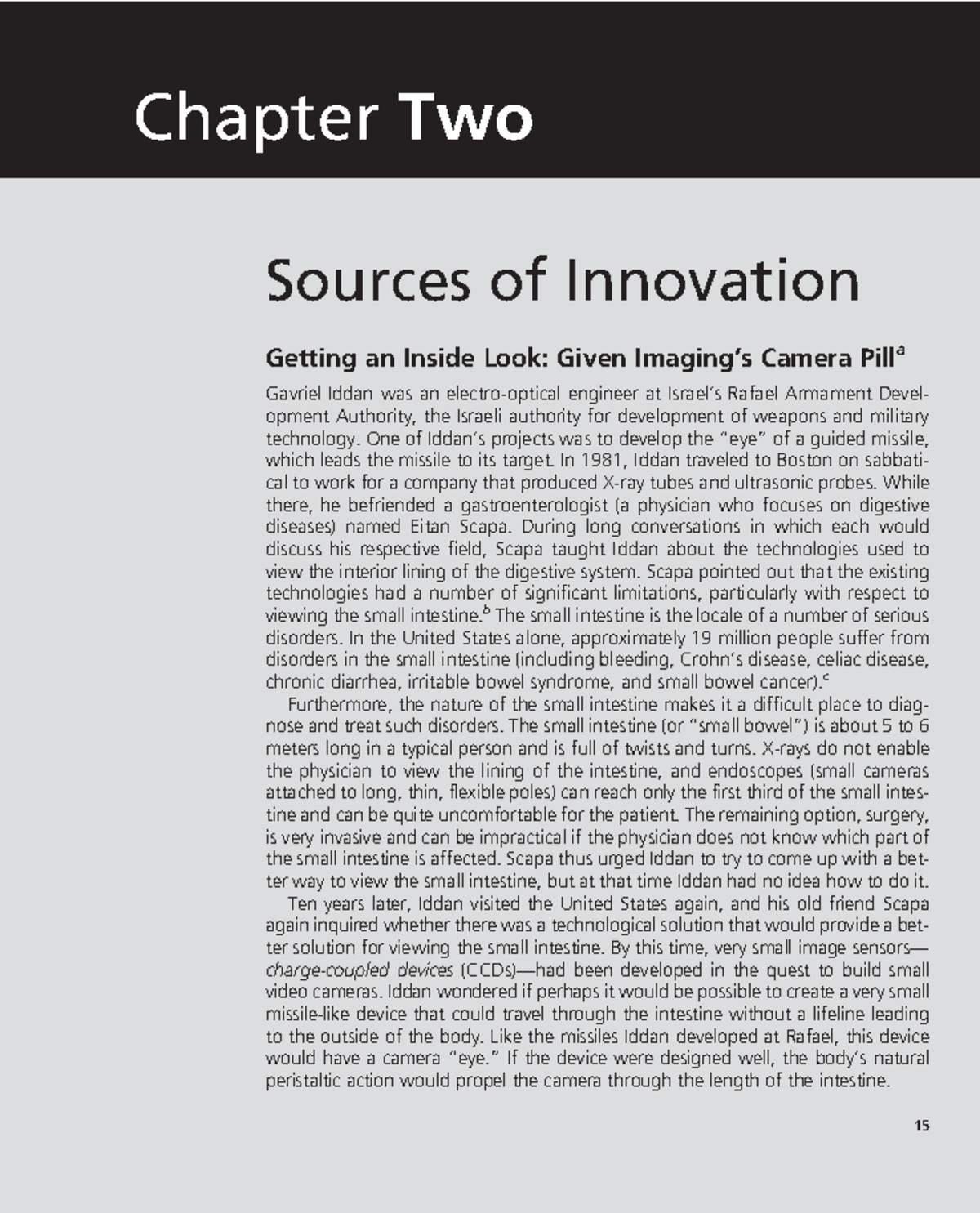 Given Imaging's Pill Camera - 15 Chapter Two Sources of Innovation ...