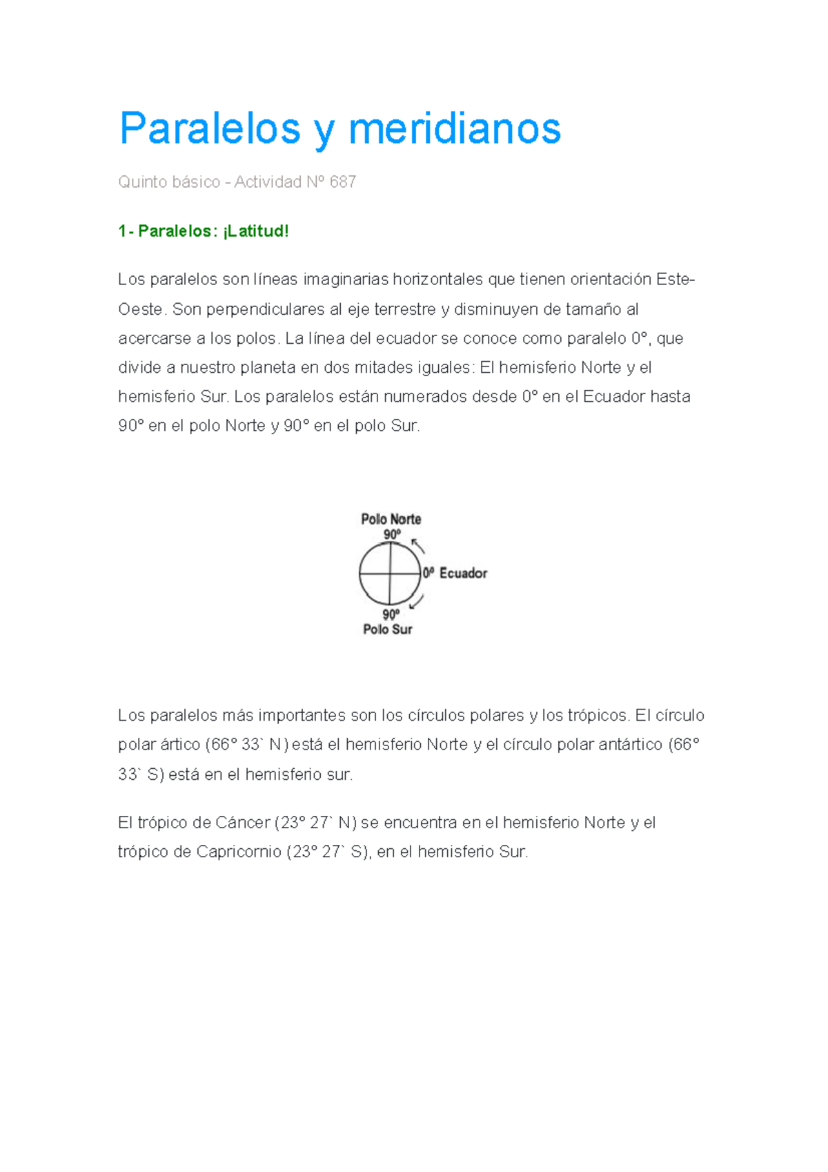 Paralelos y meridianos - Paralelos y meridianos Quinto básico ...