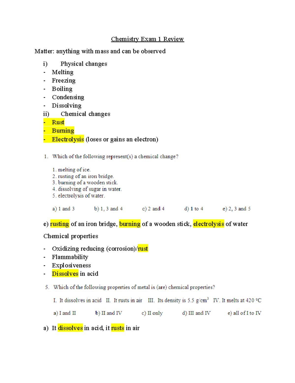 Chemistry Exam 1 Review - Chemistry Exam 1 Review Matter: anything with ...