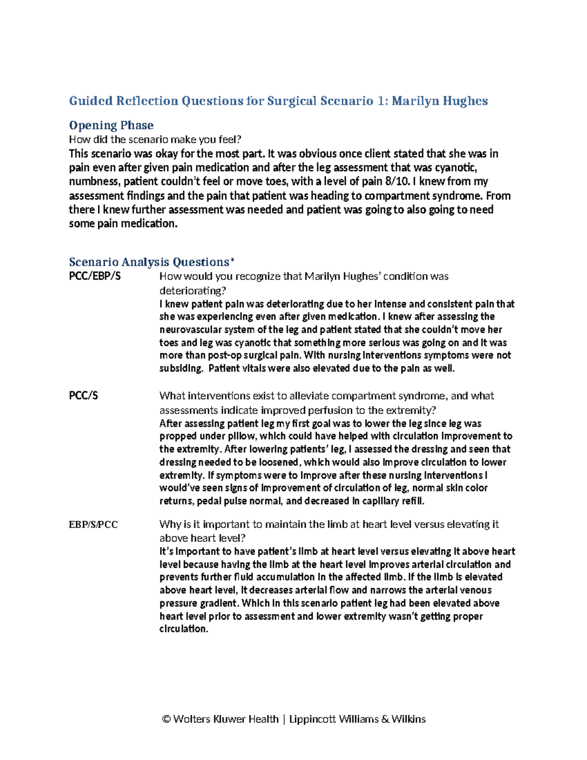 Marilyn Hughes Questions - Guided Reflection Questions for Surgical ...