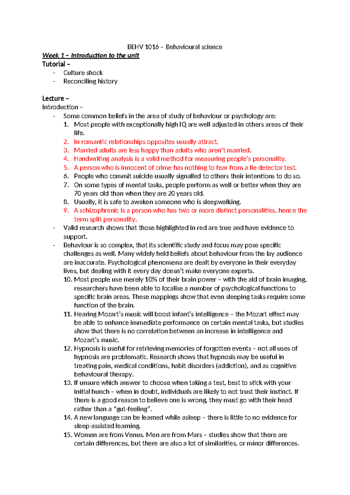 BEHV 1016 - Behavioural science - BEHV 1016 – Behavioural science Week ...