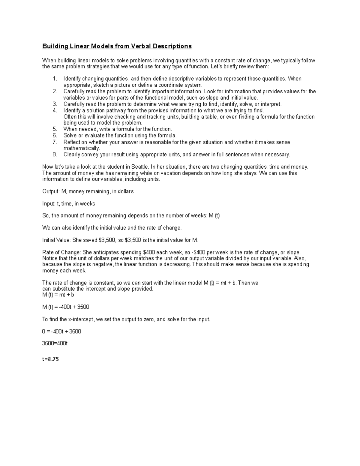 Building Linear Models from Verbal Descriptions - Studocu