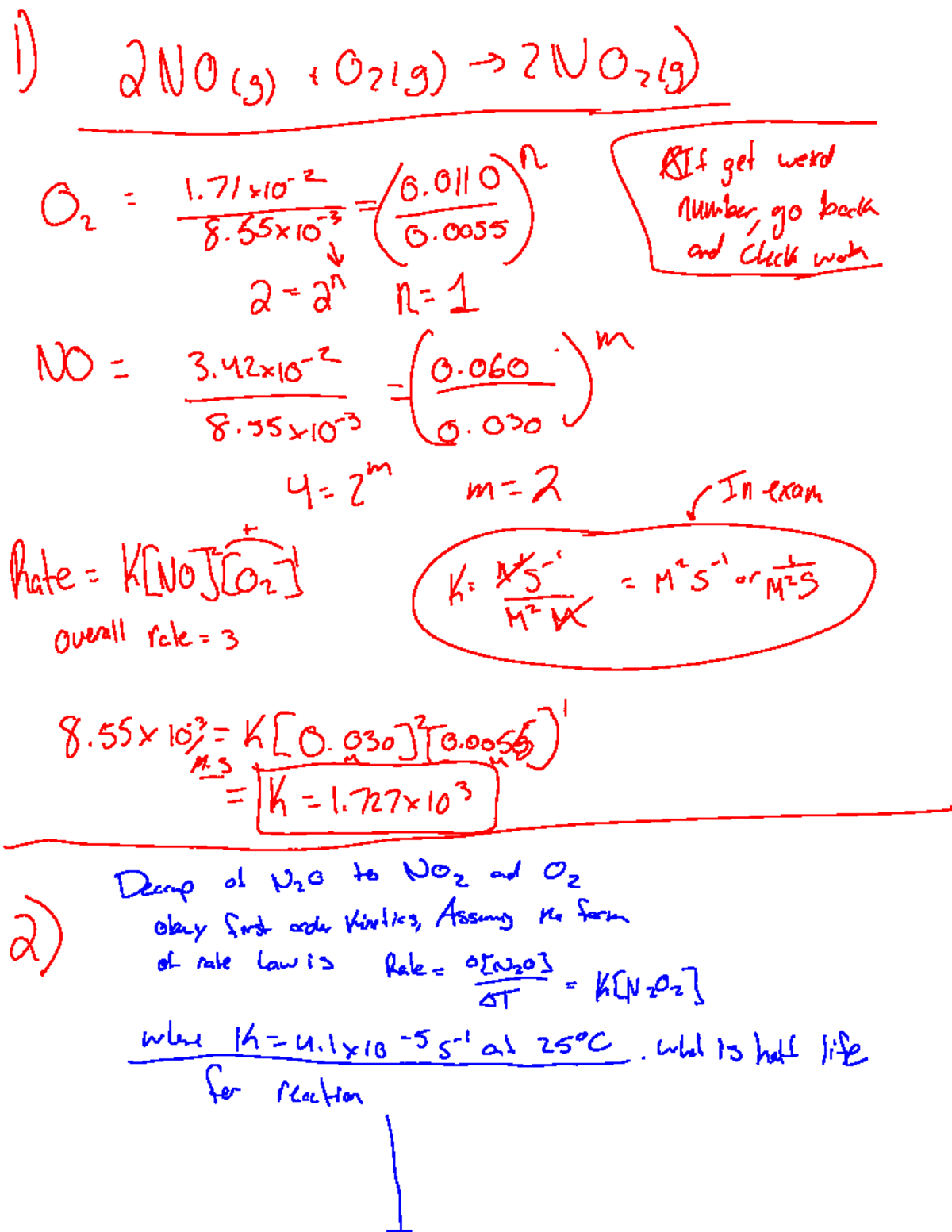 Exam 2 review - Not available - 1) 2NO(5) t Oz1g) 2NO7(9) O2 5 n QIf ...