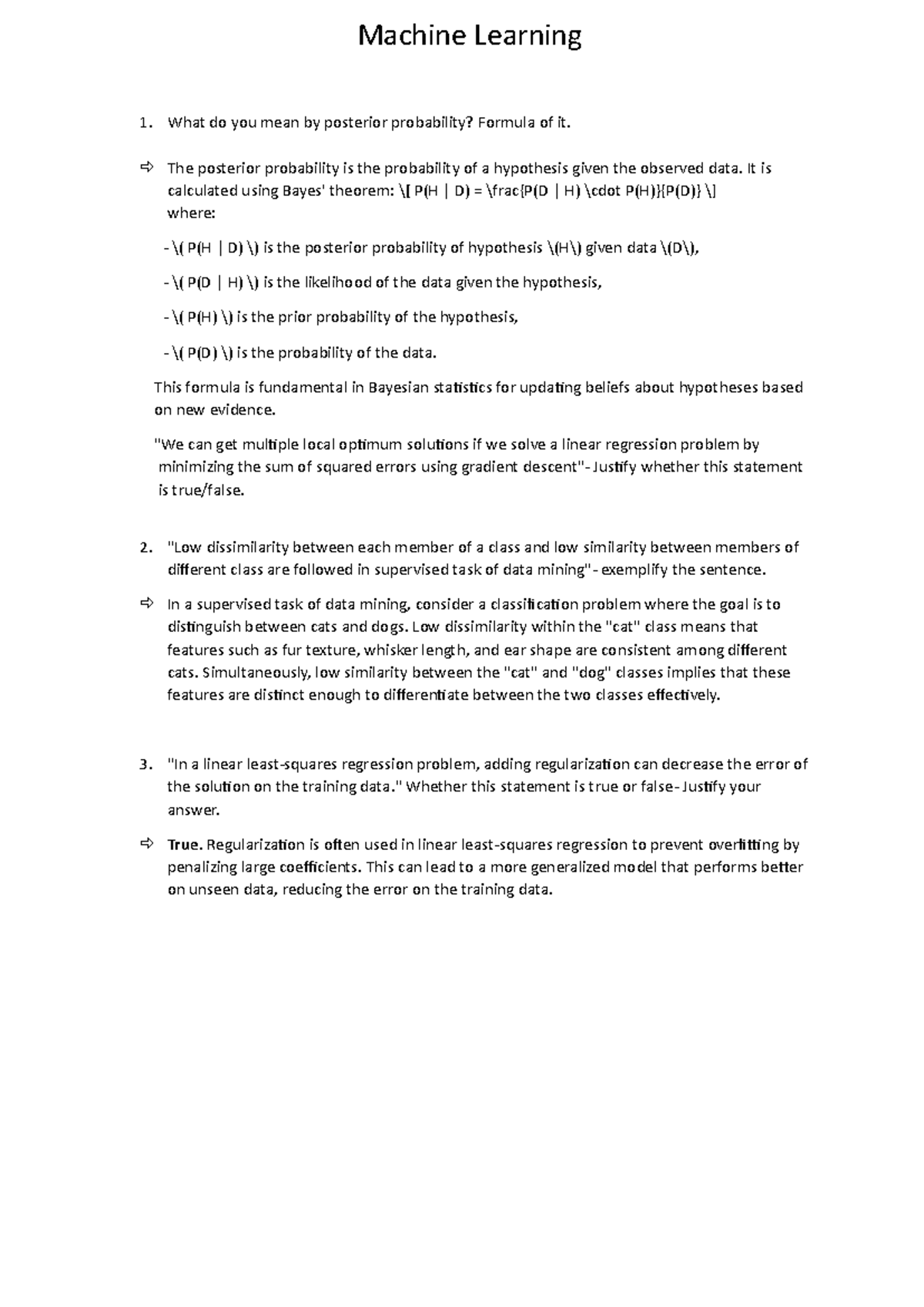 ML - Ml notes - What do you mean by posterior probability? Formula of ...