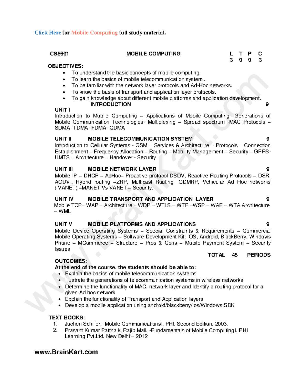 385 Cs8601 Mobile Computing Anna University 2017 Regulation Syllabus Click Here For Mobile