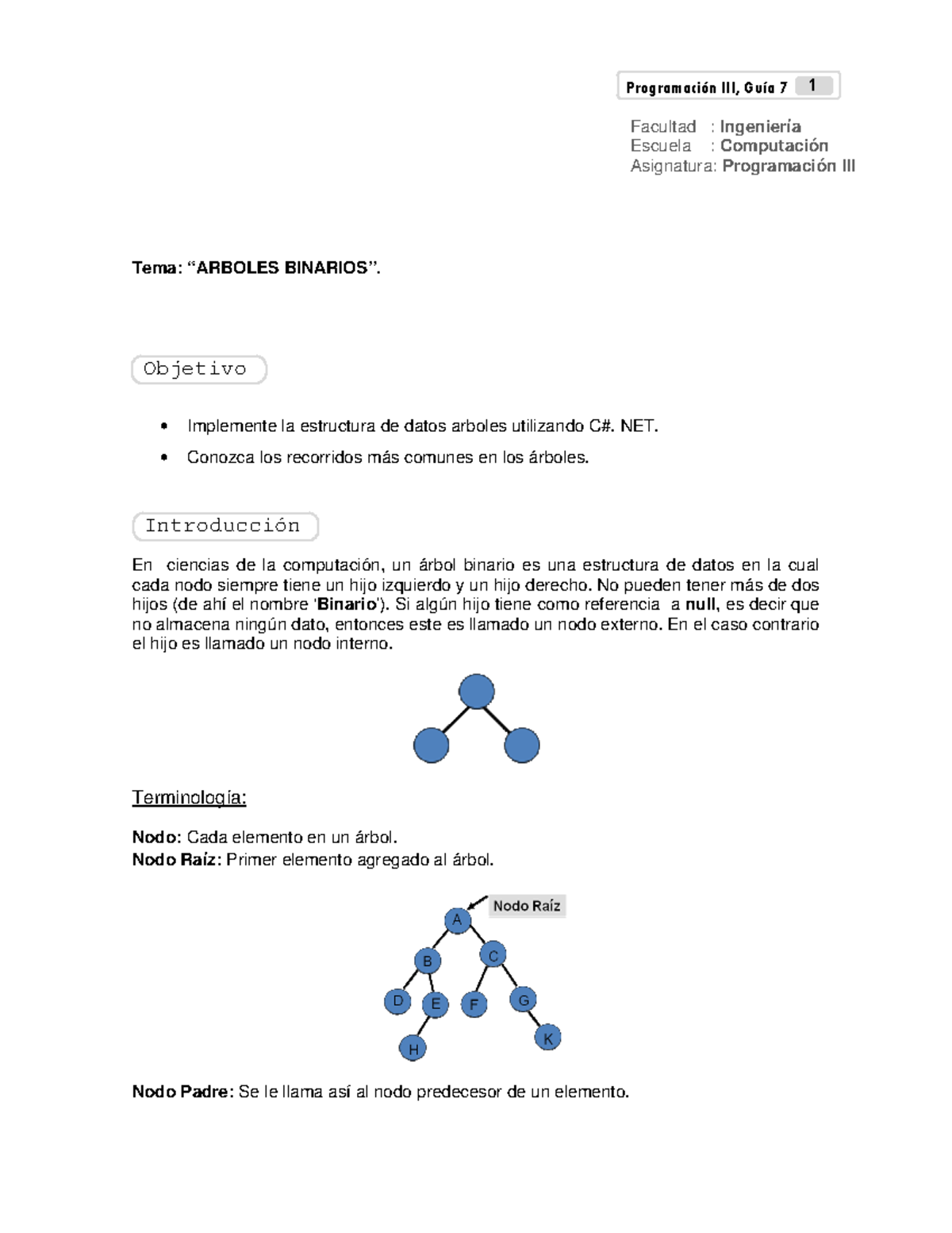 Guia7Prog III - Implemente la estructura de datos arboles utilizando C# ...