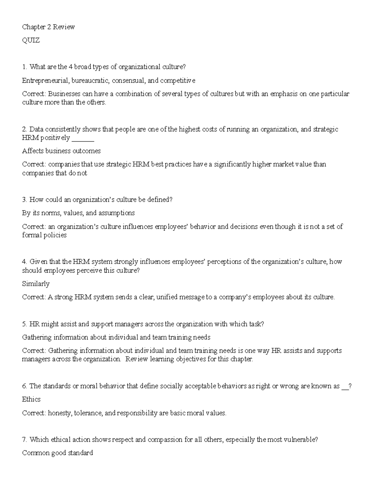 Chapter 2 Review - practice test - Chapter 2 Review QUIZ What are the 4 ...