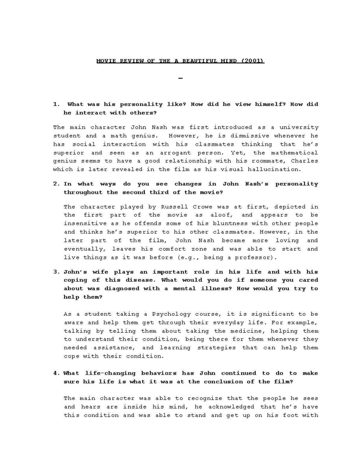 Movie Review - A Beautiful MIND (2001 )- BLAS - MOVIE REVIEW OF THE A ...