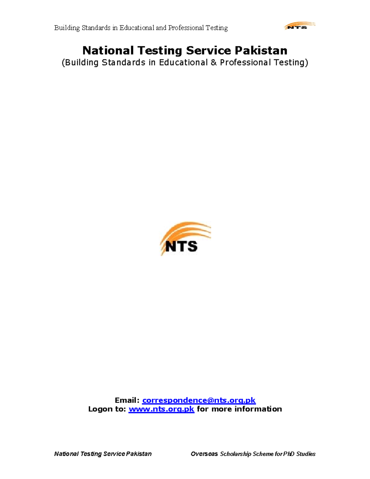 NTS BOOK important - National Testing Service Pakistan (Building ...