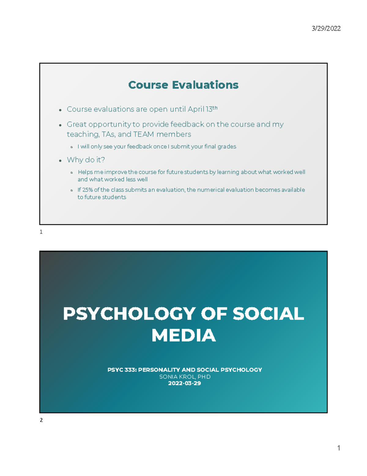 20. Psychology of Social Media - Course evaluations are open until ...