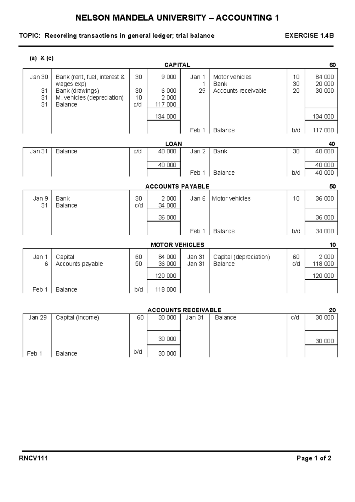 EXER 1.4B SOL-General Ledger (2024) - NELSON MANDELA UNIVERSITY ...